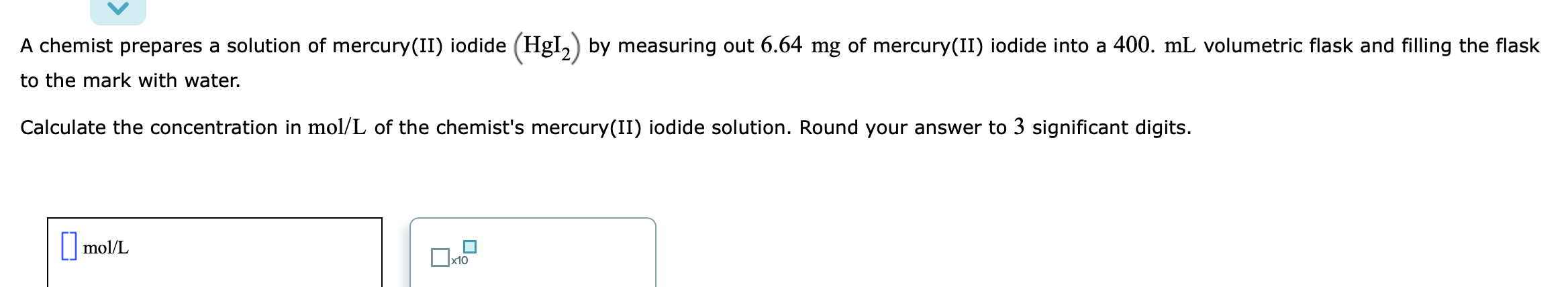 Solved A chemist prepares a solution of mercury(II) iodide | Chegg.com