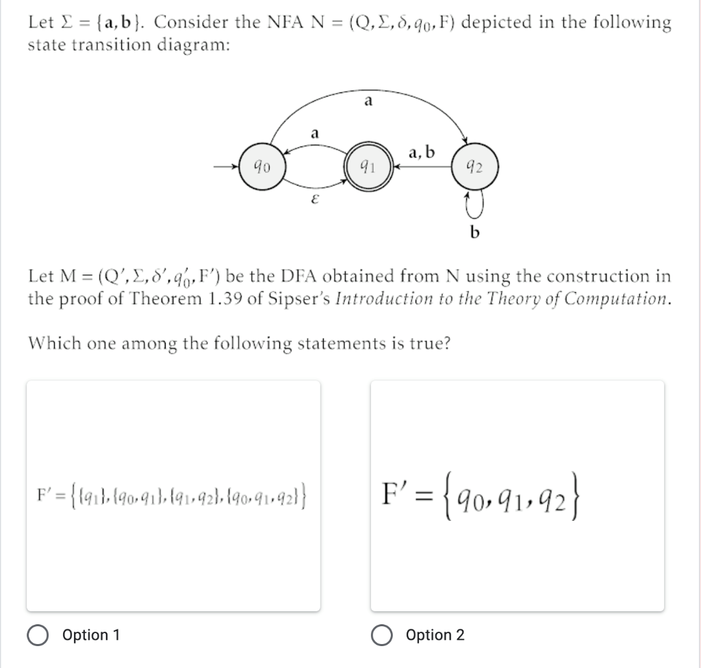 Solved Let I = {a,b}. Consider the NFA N = (Q, 1,8,90,F) | Chegg.com