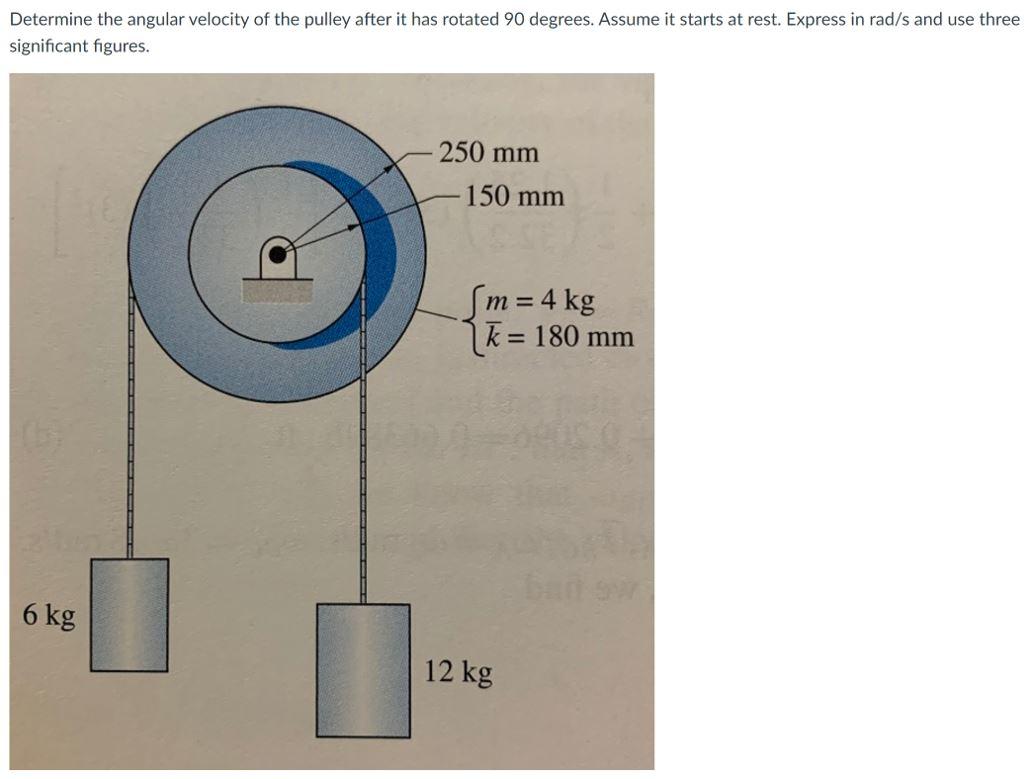 Solved Determine the angular velocity of the pulley after it | Chegg.com