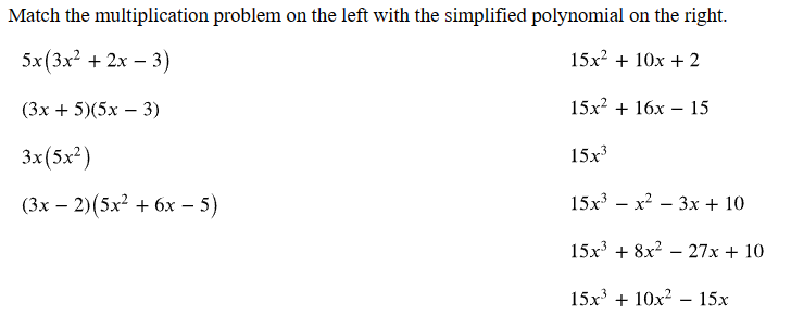 Solved Match the multiplication problem on the left with the | Chegg.com