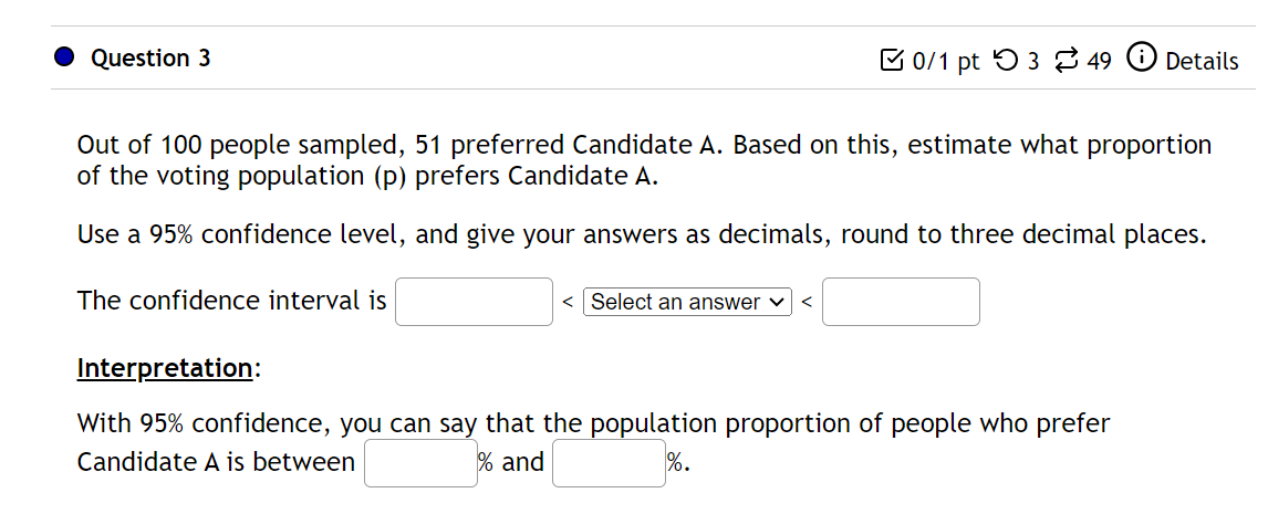 Solved Out of 100 people sampled, 51 preferred Candidate A. | Chegg.com