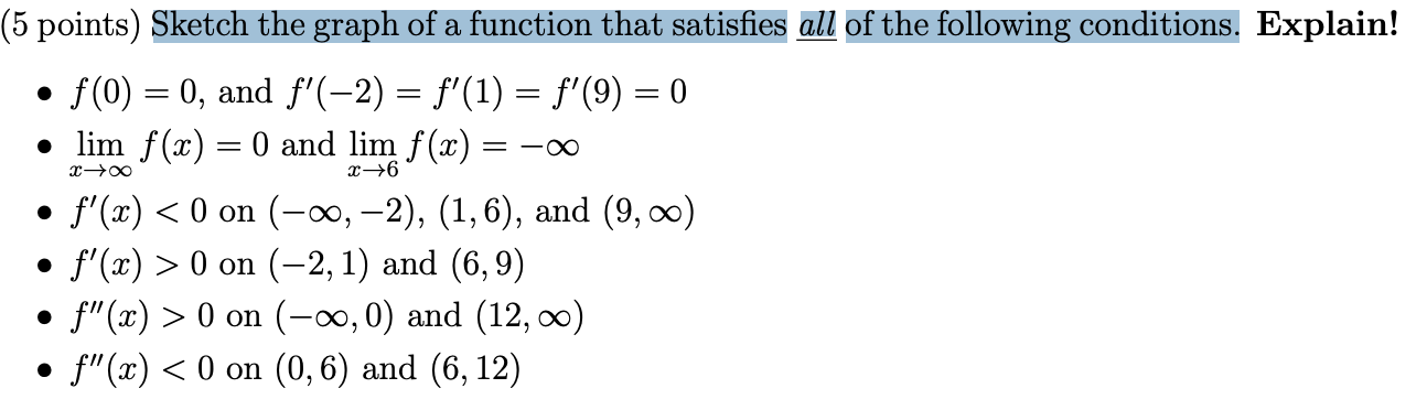 Solved 5 points) Sketch the graph of a function that | Chegg.com