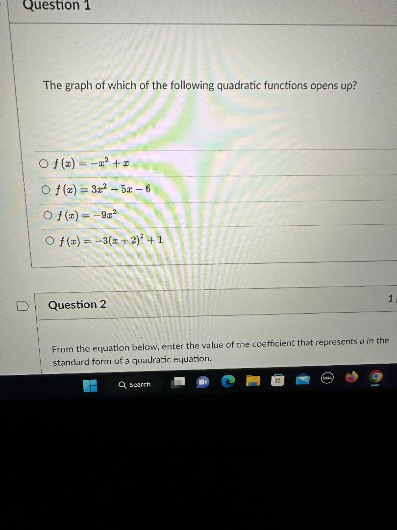 Solved The graph of which of the following quadratic | Chegg.com
