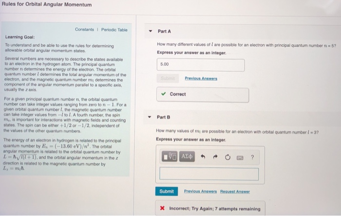 Solved Rules for Orbital Angular Momentum Constants Periodic | Chegg.com