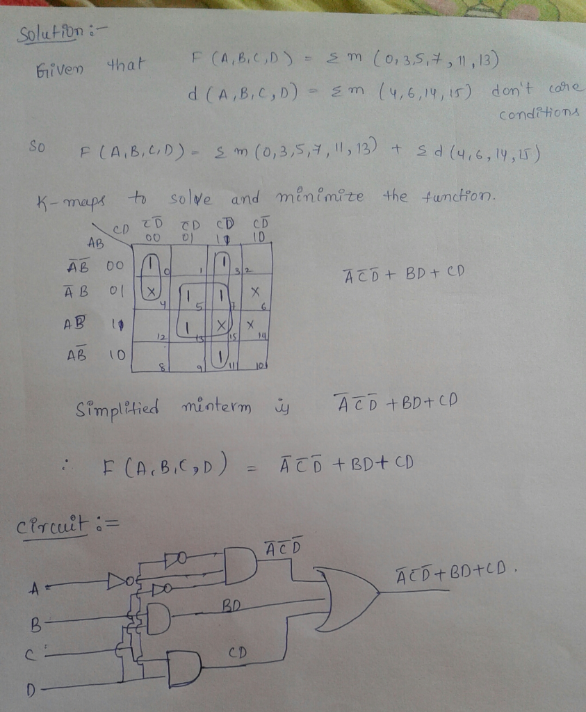 Use K Map To Simplify A 4 Variable Function 1387