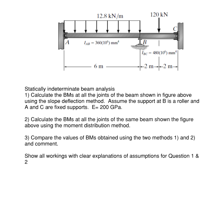 [Solved]: 1) Calculate the BMs at all the joints of the bea
