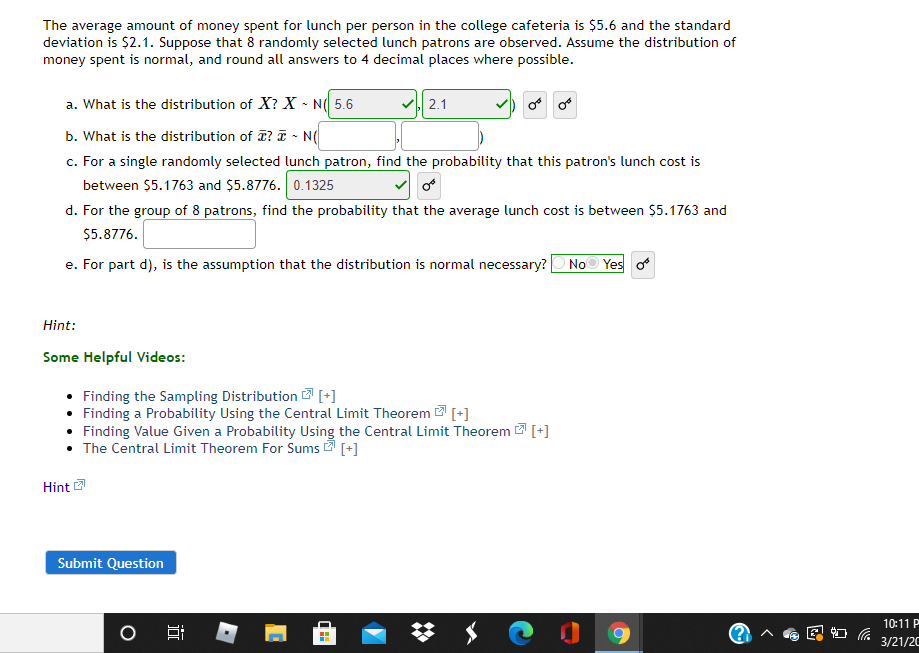 Solved The Average Amount Of Money Spent For Lunch Per Chegg