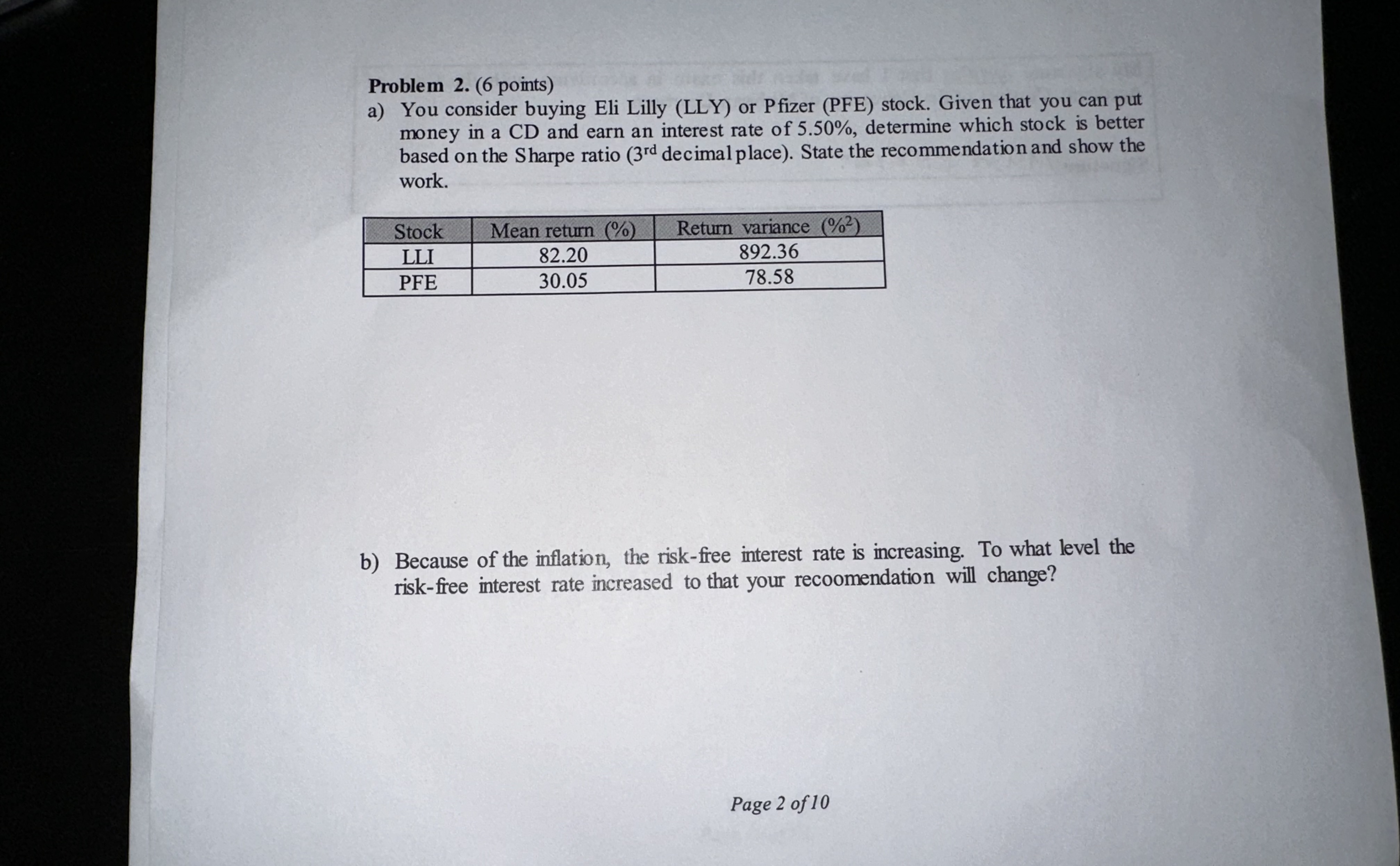 Solved Problem 2. (6 points) a) You consider buying Eli | Chegg.com