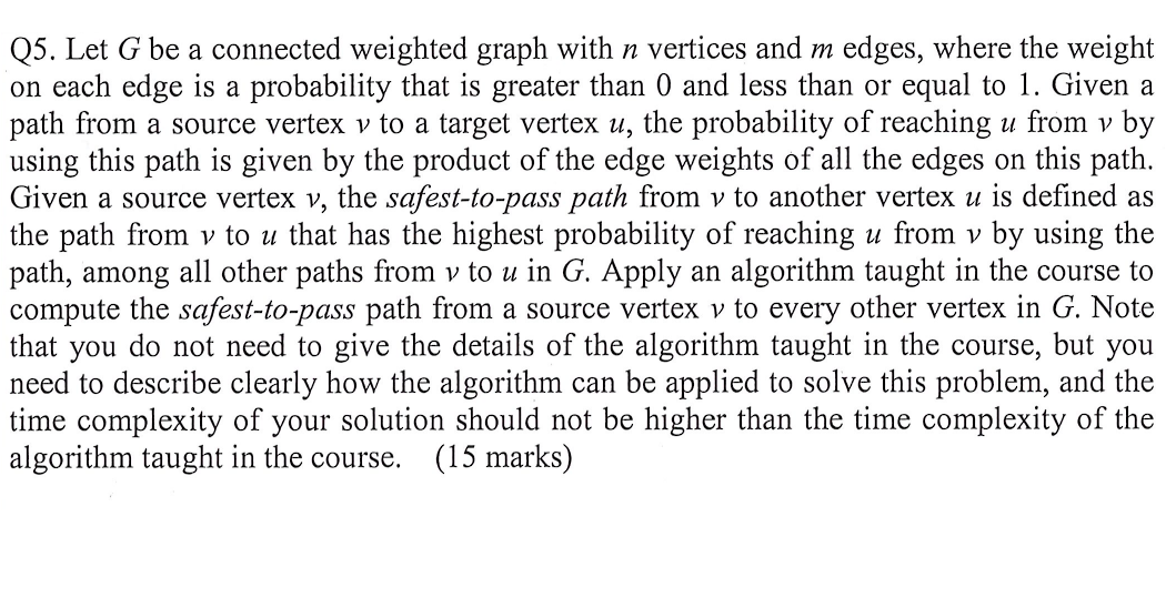 Solved Q5. Let G be a connected weighted graph with n | Chegg.com