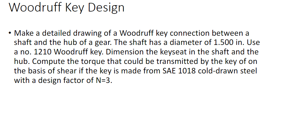 Solved Woodruff Key Design • Make a detailed drawing of a | Chegg.com