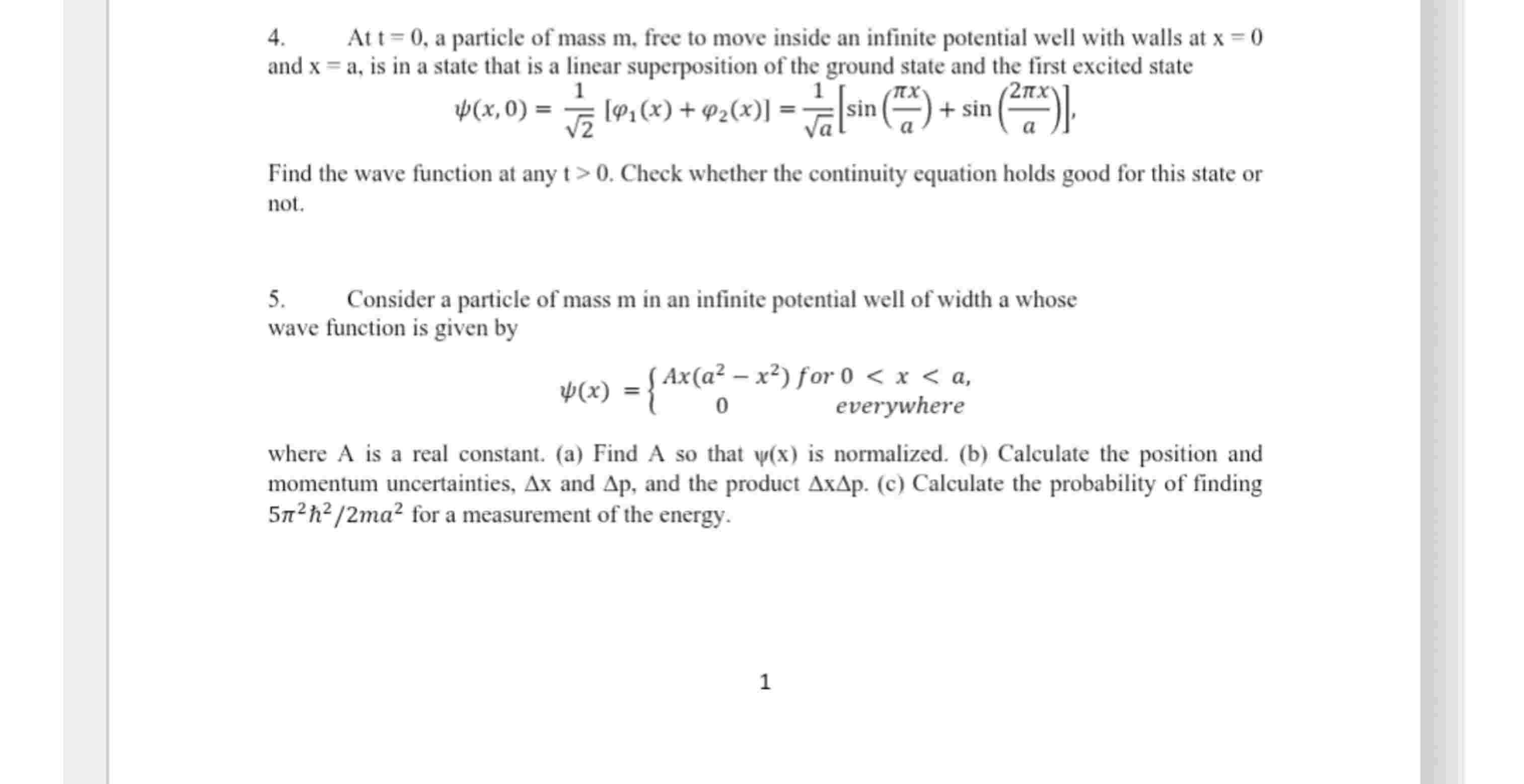 Solved At t=0, ﻿a particle of ﻿mass m , ﻿free to ﻿move | Chegg.com
