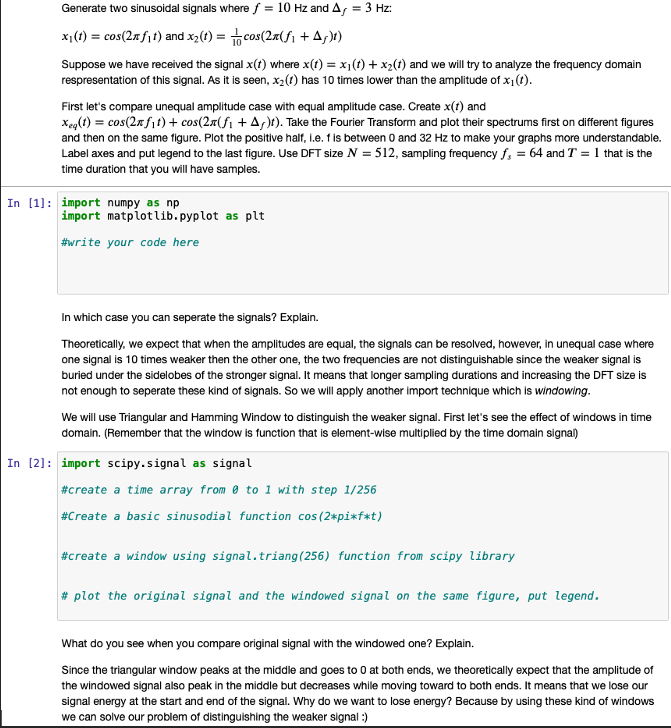 Solved Generate two sinusoidal signals where f=10 Hz and | Chegg.com