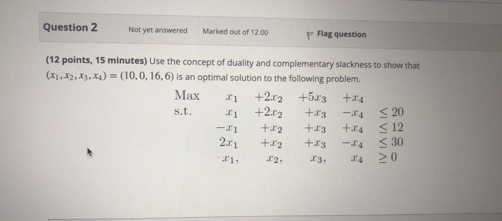 Solved Question 2 Not yet answered Marked out of 12.00 p | Chegg.com