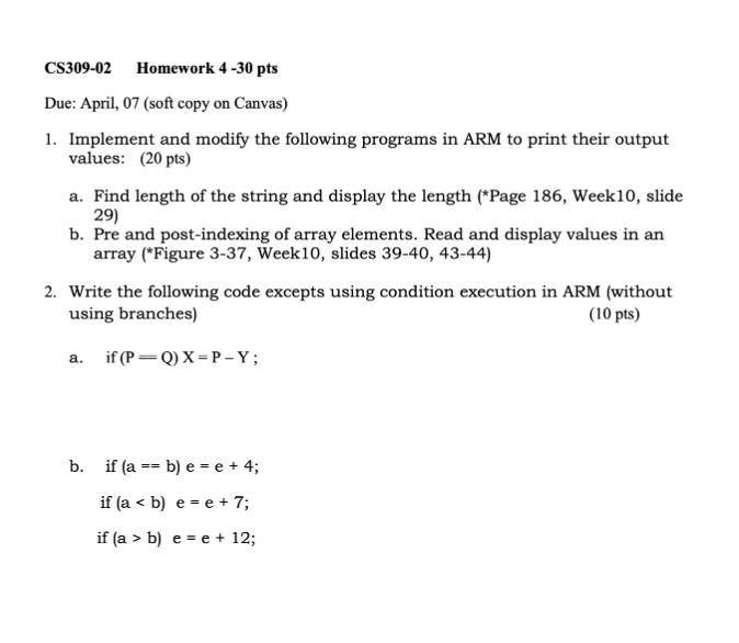 CS309-02 Homework 4 -30 pts Due: April, 07 (soft copy | Chegg.com