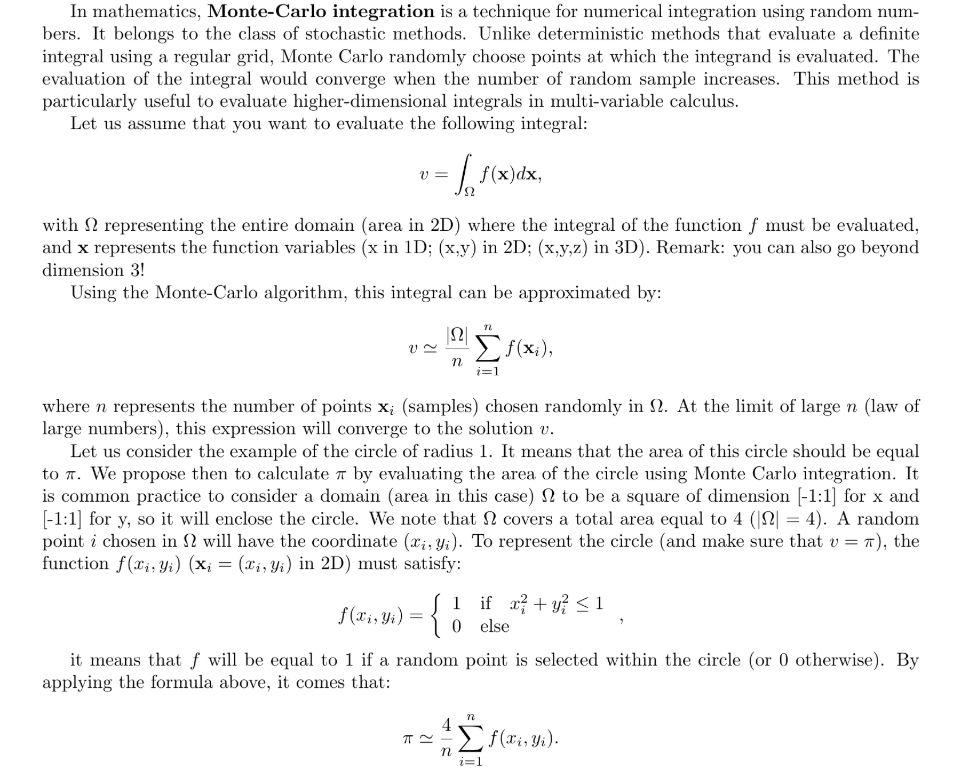 Solved In mathematics, Monte-Carlo integration is a | Chegg.com