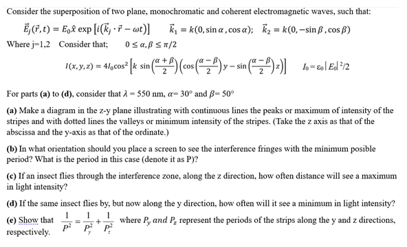 Solved Consider the superposition of two plane, | Chegg.com