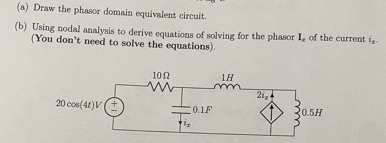Solved (a) ﻿Draw the phasor domain equivalent circuit.(b) | Chegg.com