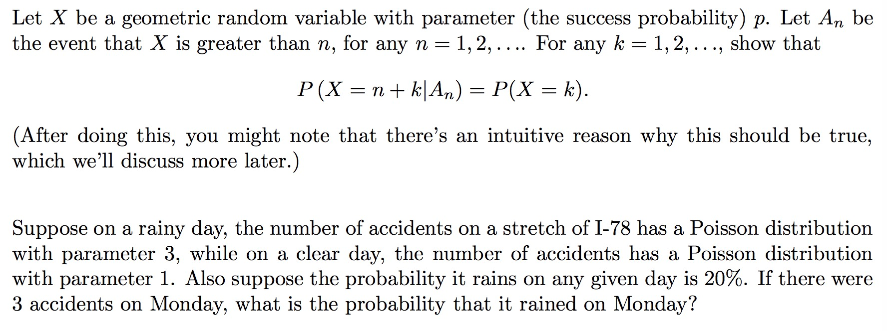 Solved Let X be a geometric random variable with parameter | Chegg.com