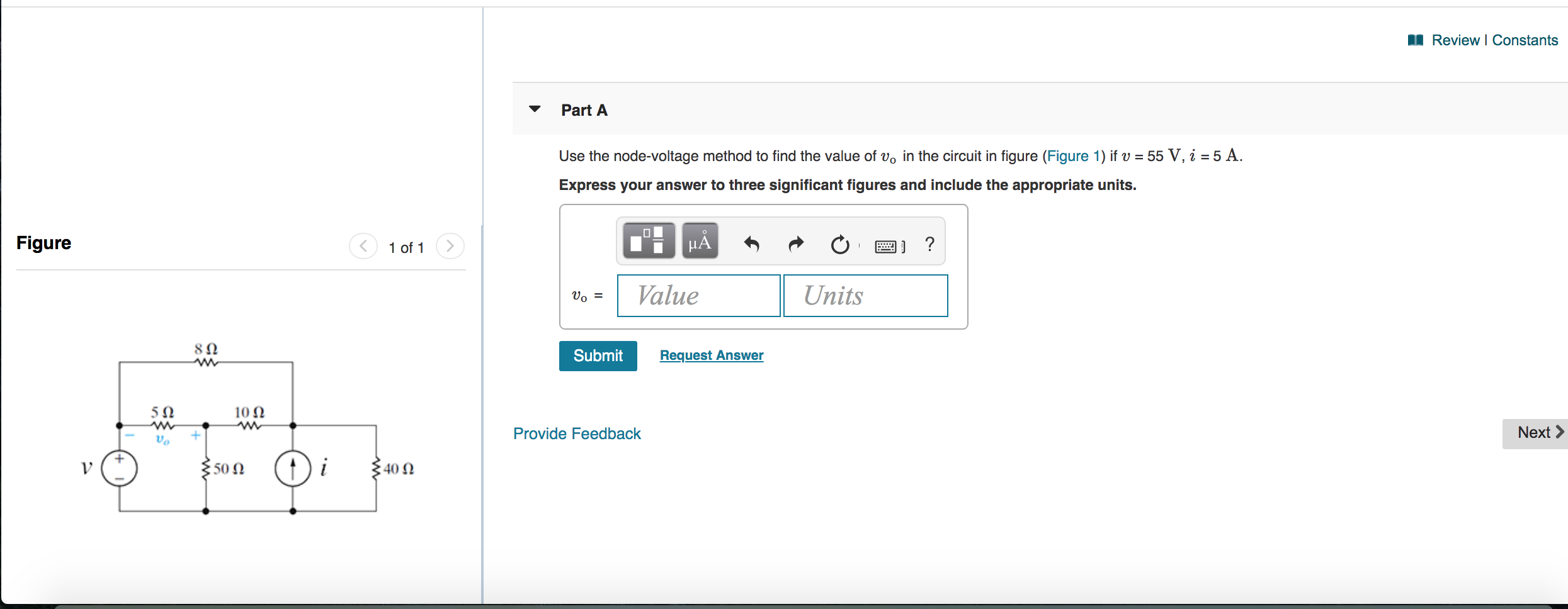 Solved Review | Constants Part A Use the node-voltage method | Chegg.com