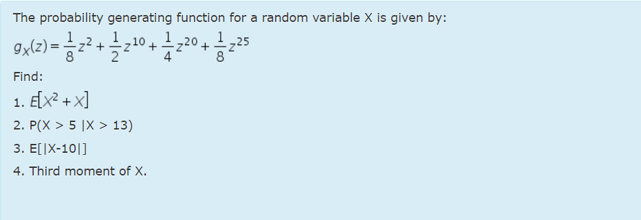 Solved The probability generating function for a random | Chegg.com