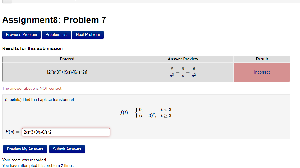 Solved Assignment8 Problem 9 Previous Problem Problem List 
