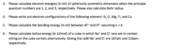 Solved 3. Please calculate electron energies (in eV) of | Chegg.com