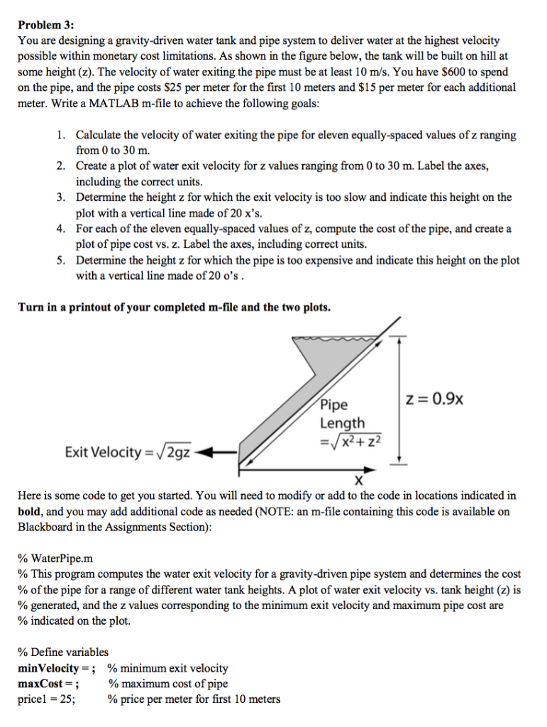 Solved Problem 3 You are designing a gravity-driven water | Chegg.com