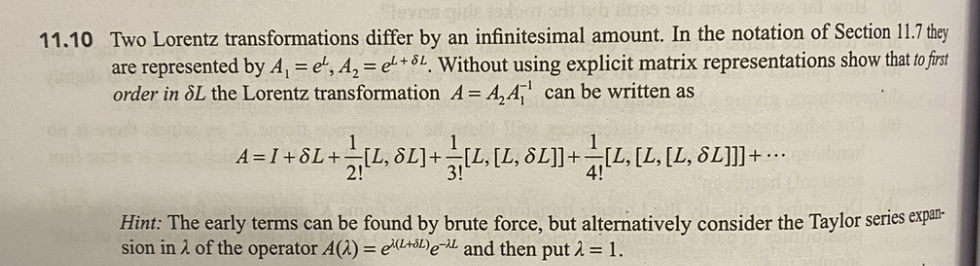 Solved 10 Two Lorentz transformations differ by an | Chegg.com