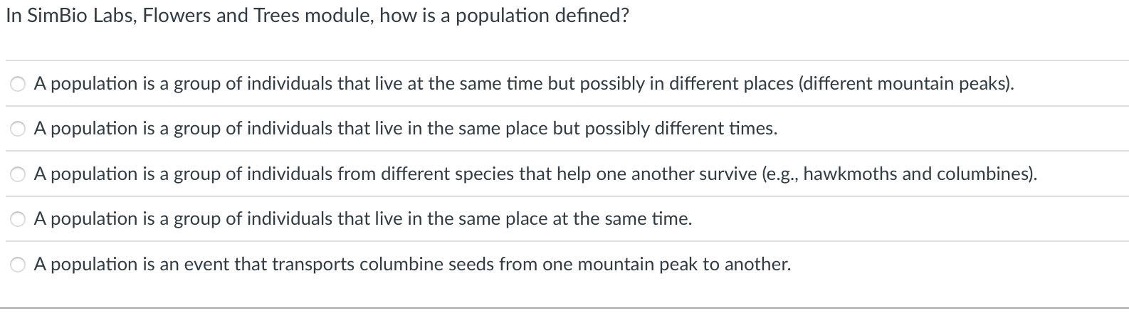 Solved In SimBio Labs, Flowers and Trees module, how is a | Chegg.com