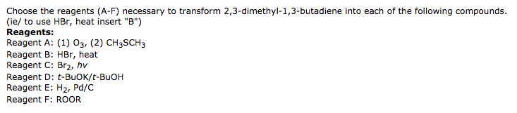 Solved Choose the reagents (A-F) necessary to transform | Chegg.com