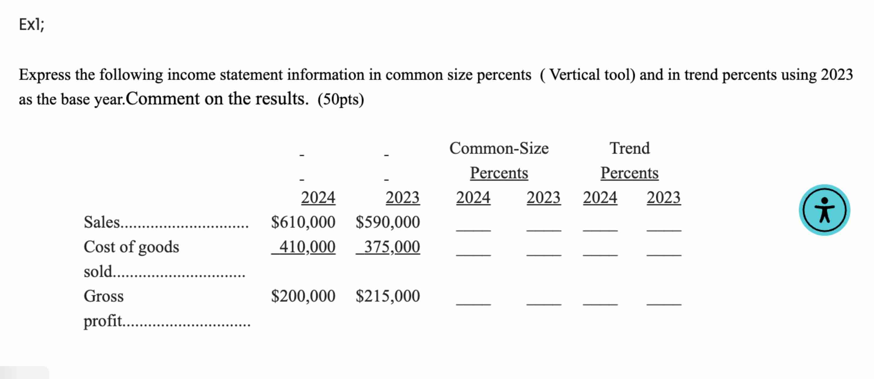 Solved Exl; Express the following income statement | Chegg.com