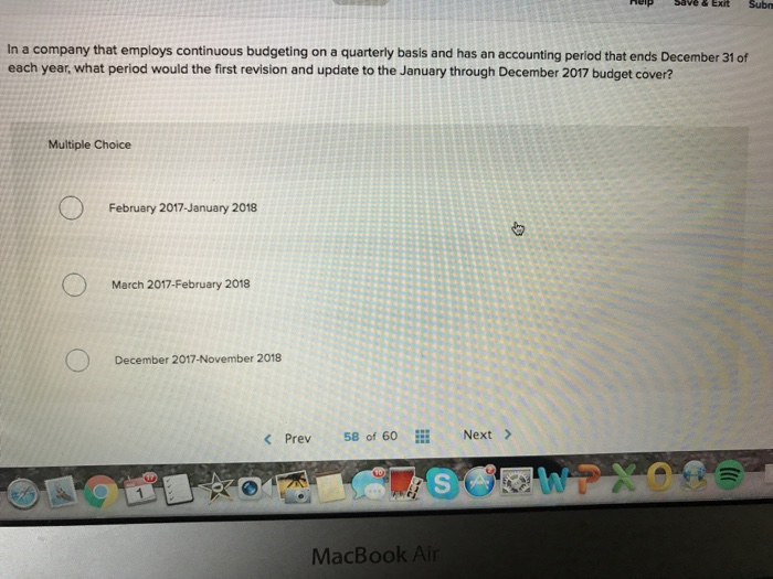 Solved In a company that employs continuous budgeting on a | Chegg.com