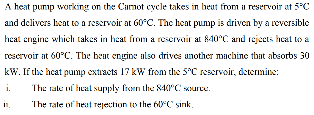 Solved A heat pump working on the Carnot cycle takes in heat | Chegg.com