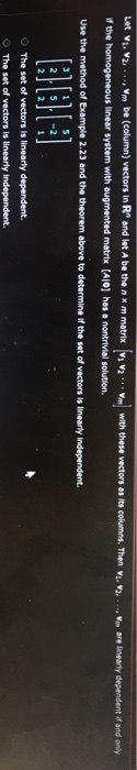 Solved Let v1, v2. . . ., vm be (column) vectors in Rn and | Chegg.com