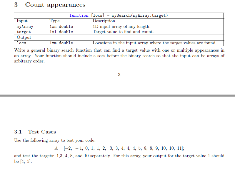 Solved 3 Count Appearances Function Locs Mysearch