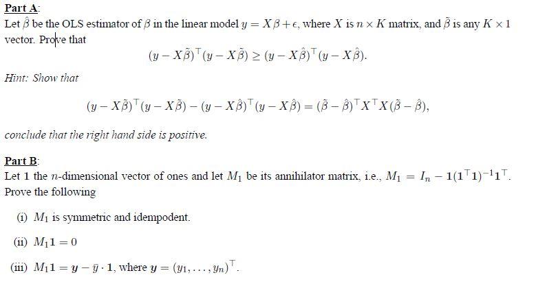 Solved Part B, subquestion iii) should write M_1y isnstead | Chegg.com