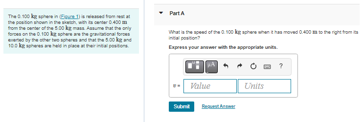 Solved 1 of 1The 0.100 kg sphere in is released from rest at | Chegg.com