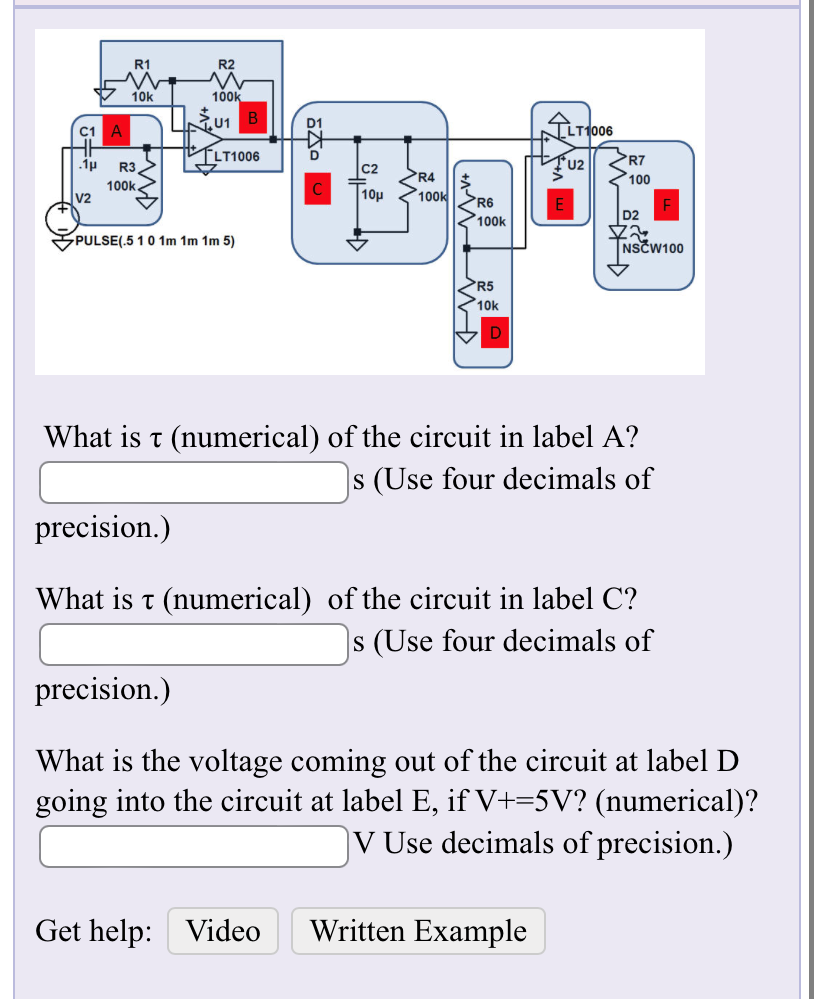Solved What is τ (numerical) of the circuit in label A? s | Chegg.com