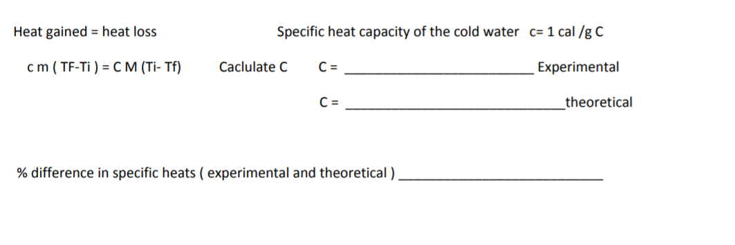 Solved Lab report help SPECIFIC HEAT CAPACITY OF WATER Mass | Chegg.com