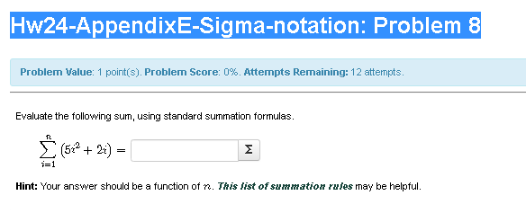 Solved Hw24-AppendixE-Sigma-notation: Problem 8 Problem | Chegg.com