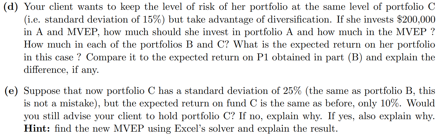 - Question (1) (Minimum Variance Frontier, Efficient | Chegg.com