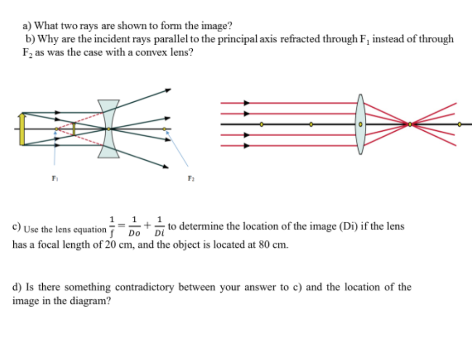 Solved a) What two rays are shown to form the image? b) Why | Chegg.com
