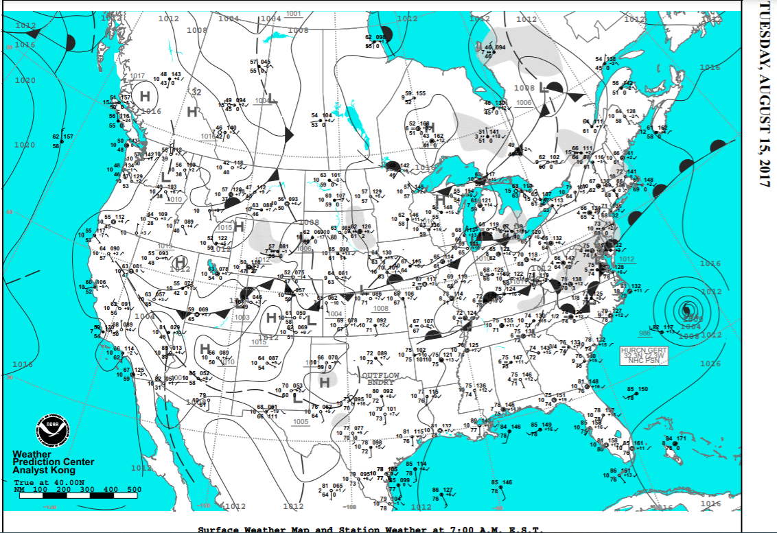 Solved NOAA Weather Maps: August 15, 2017 Look at the | Chegg.com