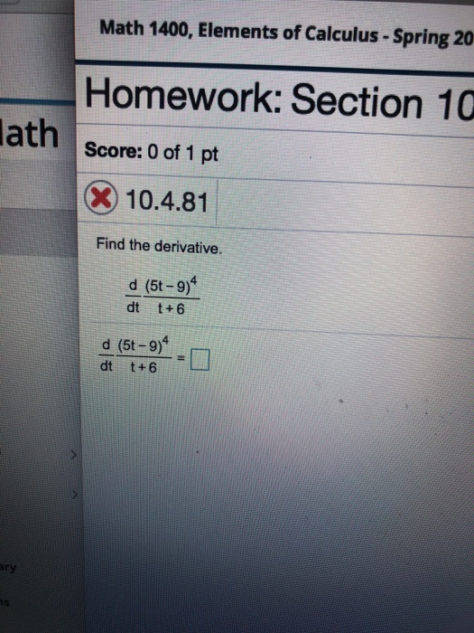 Solved Math 1400, Elements of Calculus- Spring 20 Homework: | Chegg.com