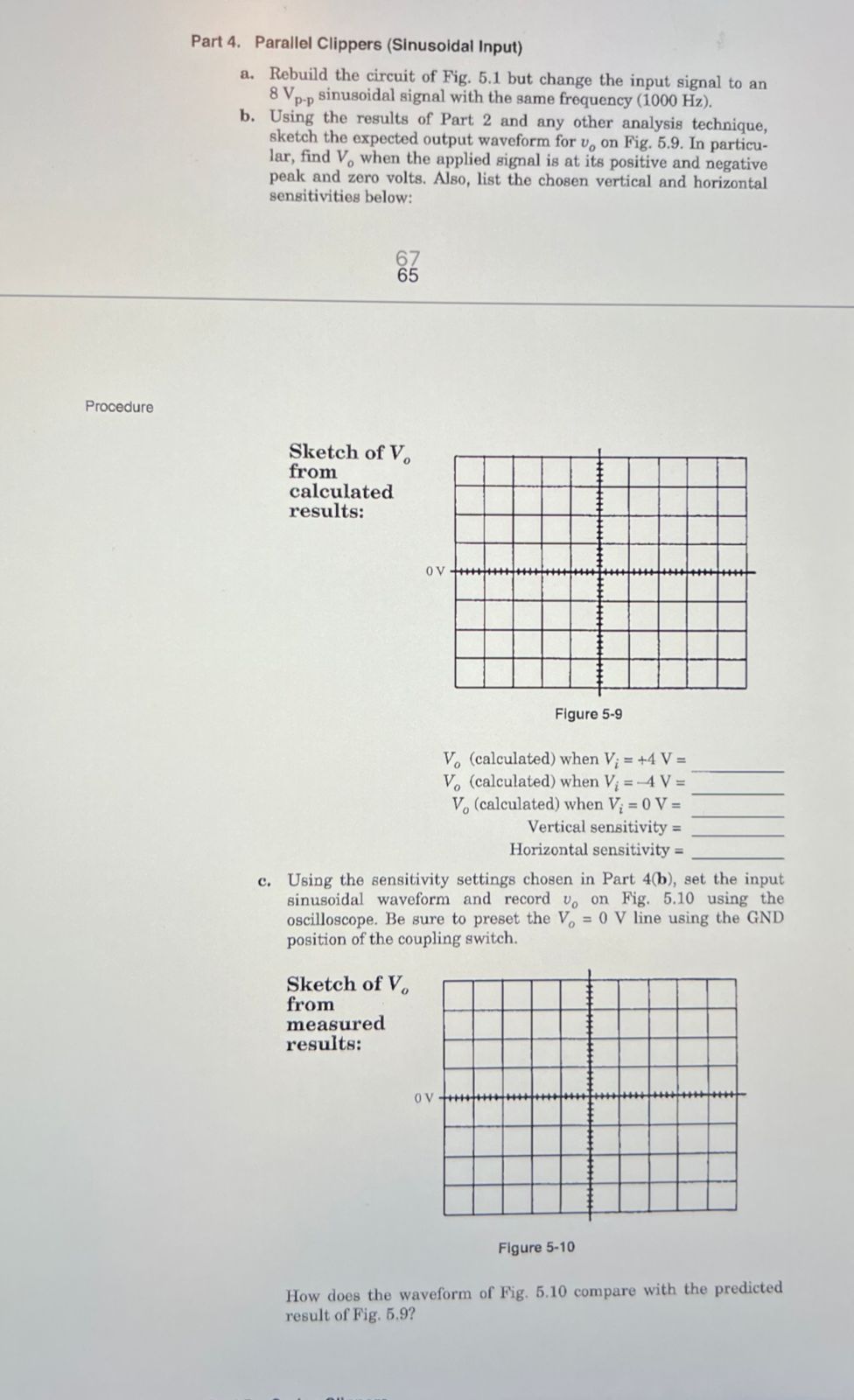 Part 4. Parallel Clippers (Sinusoidal Input) a. | Chegg.com