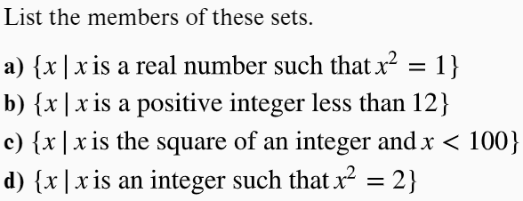 Solved List the members of these sets. a) {x∣x is a real | Chegg.com