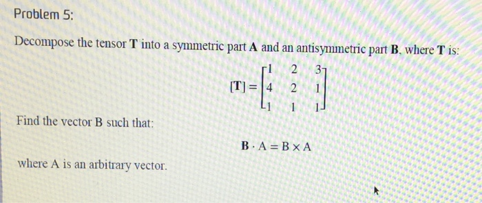 Solved Decompose the tensor T into a symmetric part A and an | Chegg.com