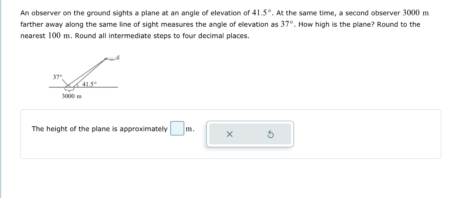 Solved An observer on the ground sights a plane at an angle | Chegg.com