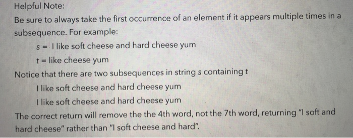 Solved Given two sentences, s and t, t is a subsequence of s | Chegg.com
