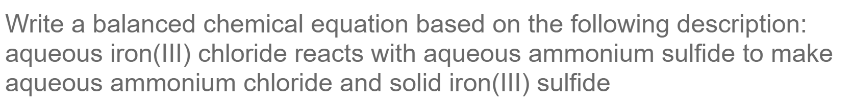 Solved Write a balanced chemical equation based on the | Chegg.com